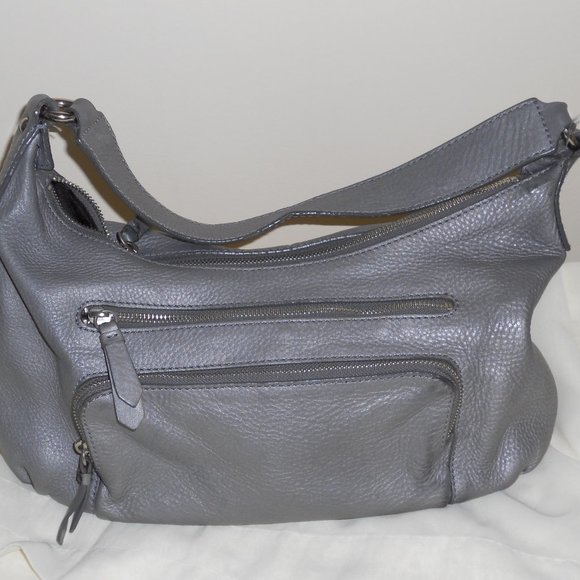 Cole Haan | Bags | Cole Haan Gray Pebbled Leather Hobo Bag Single Strap ...